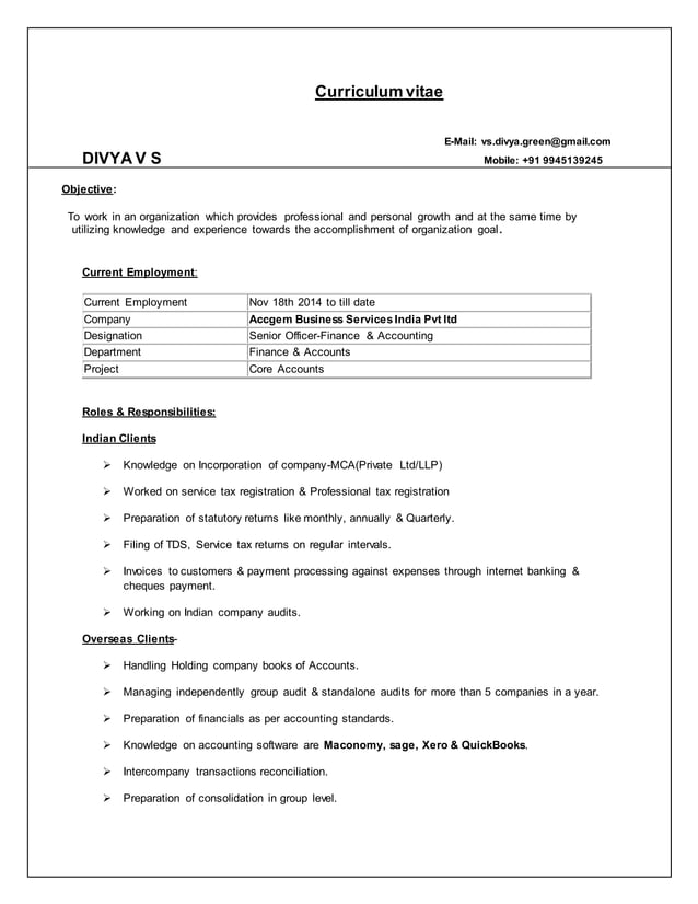 Divya CV | PDF | Free Download