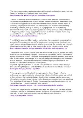 EASYLEADS CLIENTS SPEAK UP | PDF