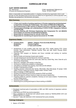 Ajay_dabhade_process_&_development_engineer | PDF