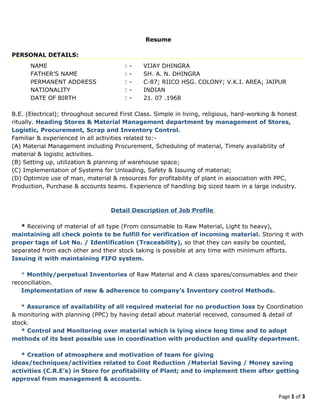 Resume [Feb'2015] Vijay Dhingra | PDF