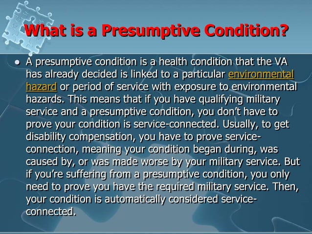 Presumptive Conditions 6-18-2014 | PPT