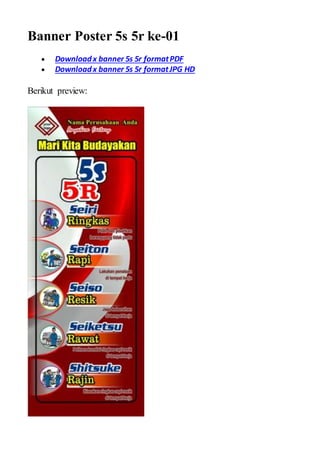 7 banner poster 5s 5r seiri seiton seiso seiketsu shitsuke | DOCX