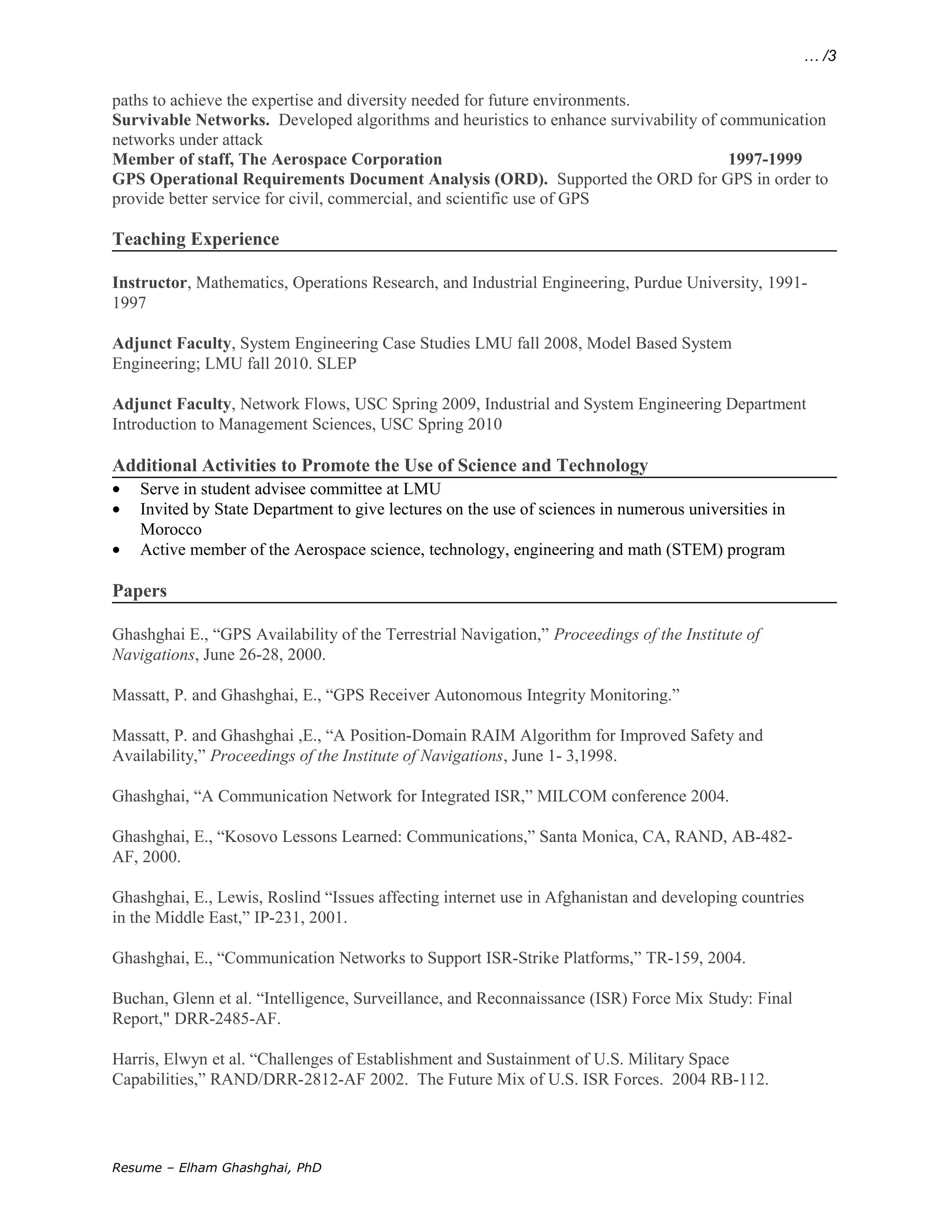 ELHAM GHASHGHAI resume | DOC