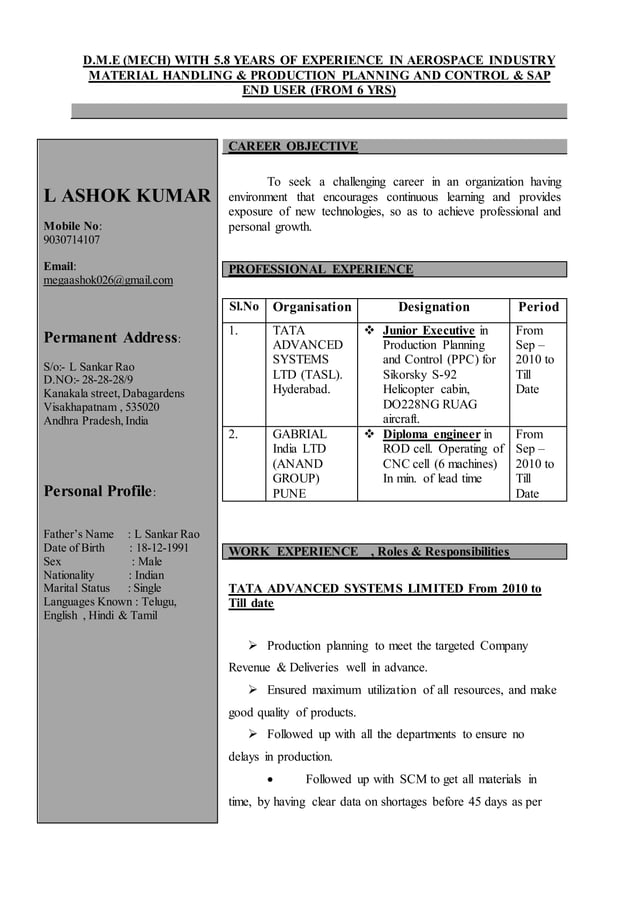 Ashok_CV_1 MAT | PDF