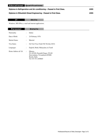 Shibu Devarajan CV | PDF | Civil Engineering Industry | Industries