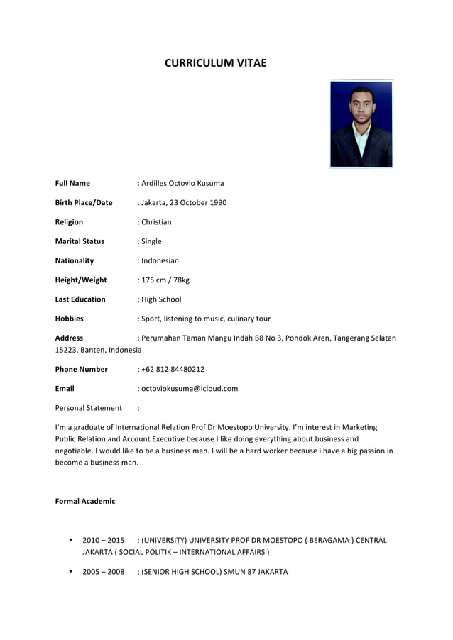 CURRICULUM VITAE VIO | PDF