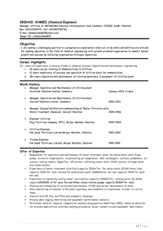 Resume Irshad Ahmed | PDF