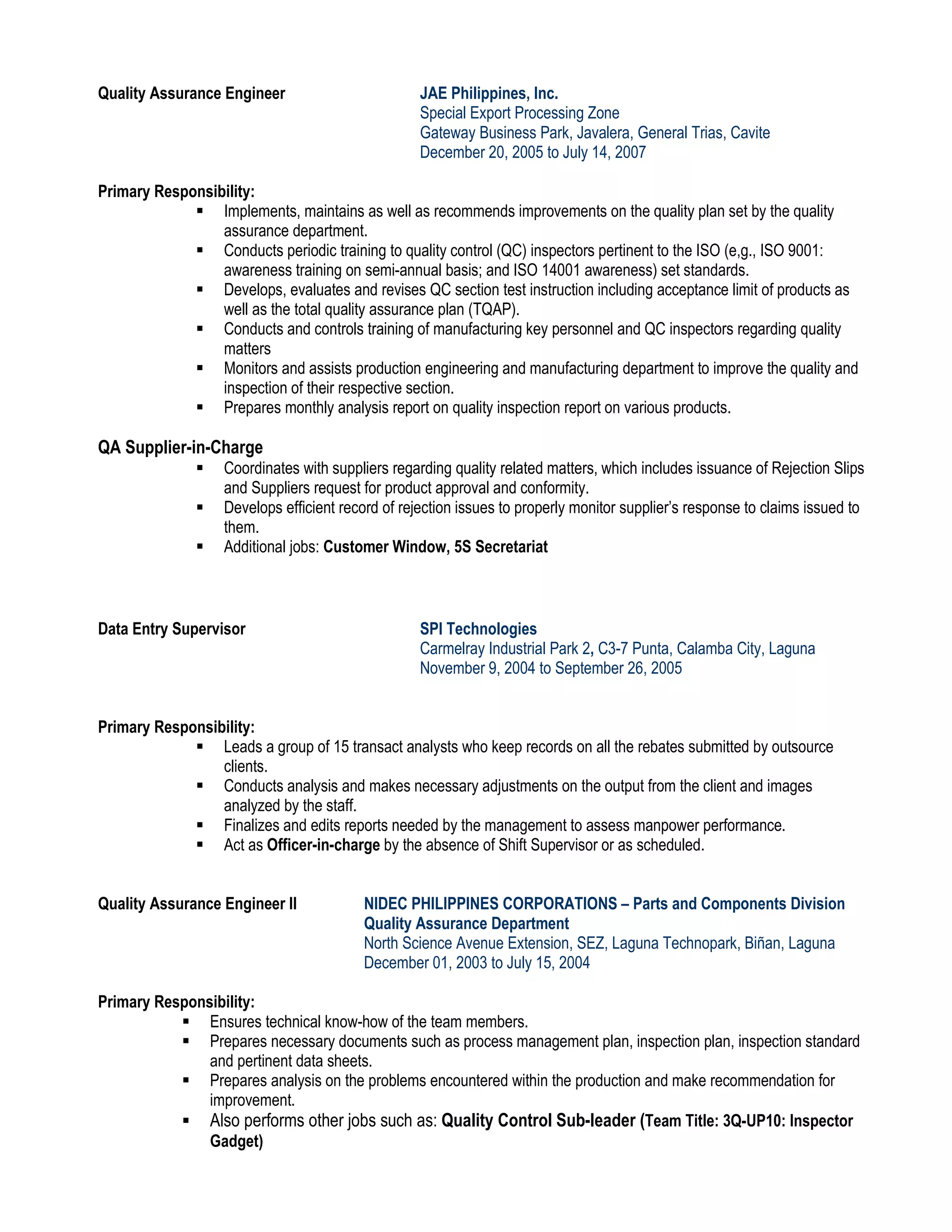 Resume of NOEL D. EJERCITO | PDF