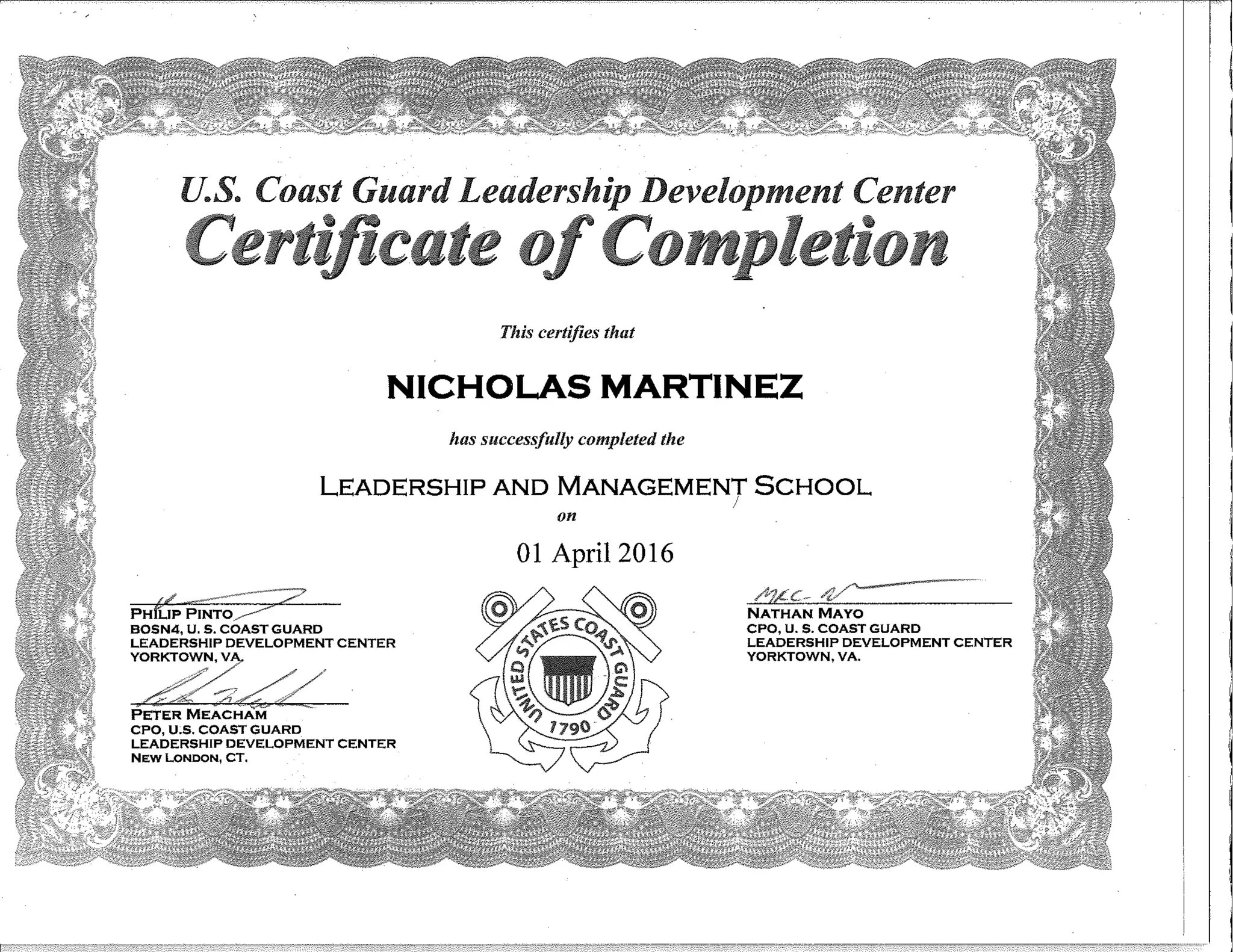 USCG LEADERSHIP AND MANAGEMENT SCHOOL CERT | PDF