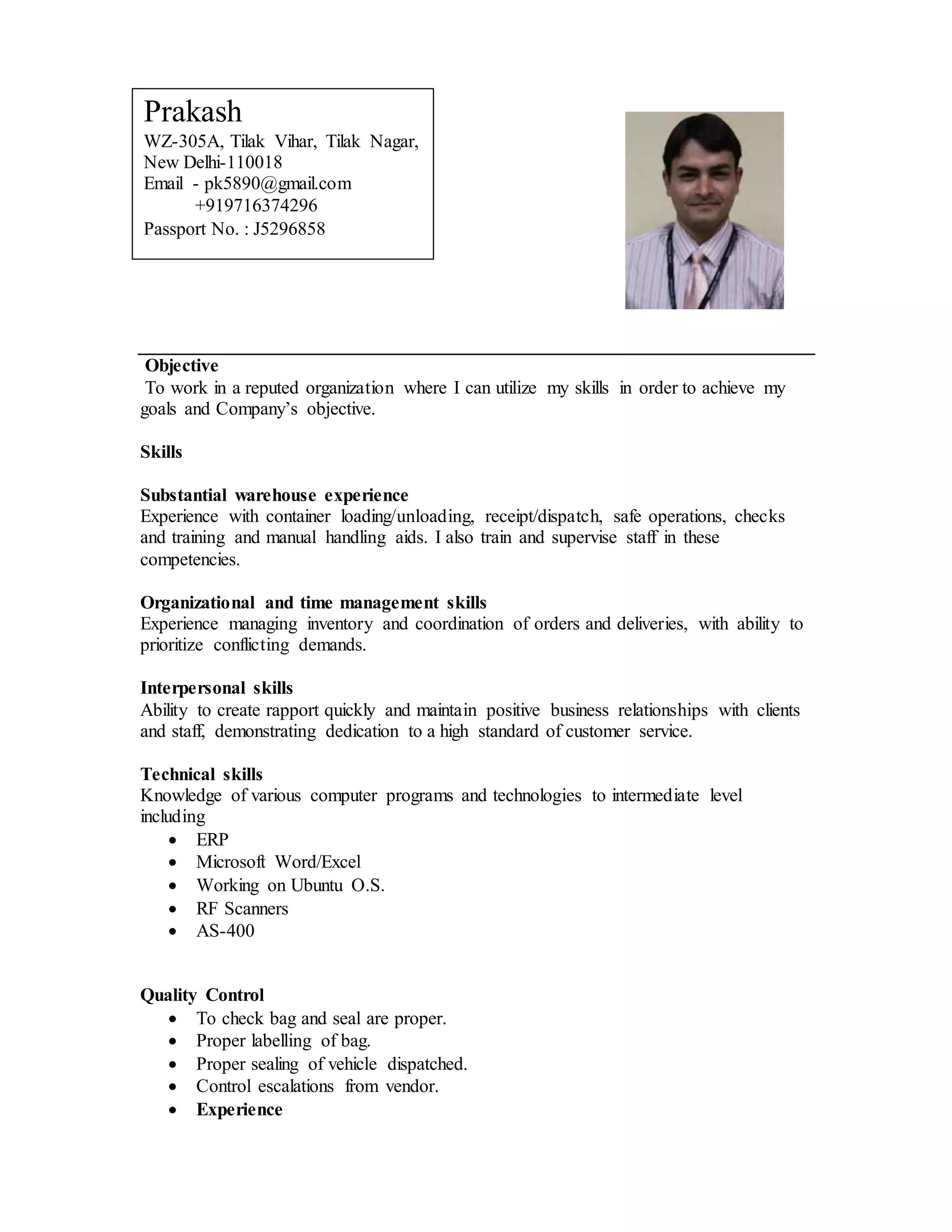 prakash photo flipkart resume (1) (1) | DOCX