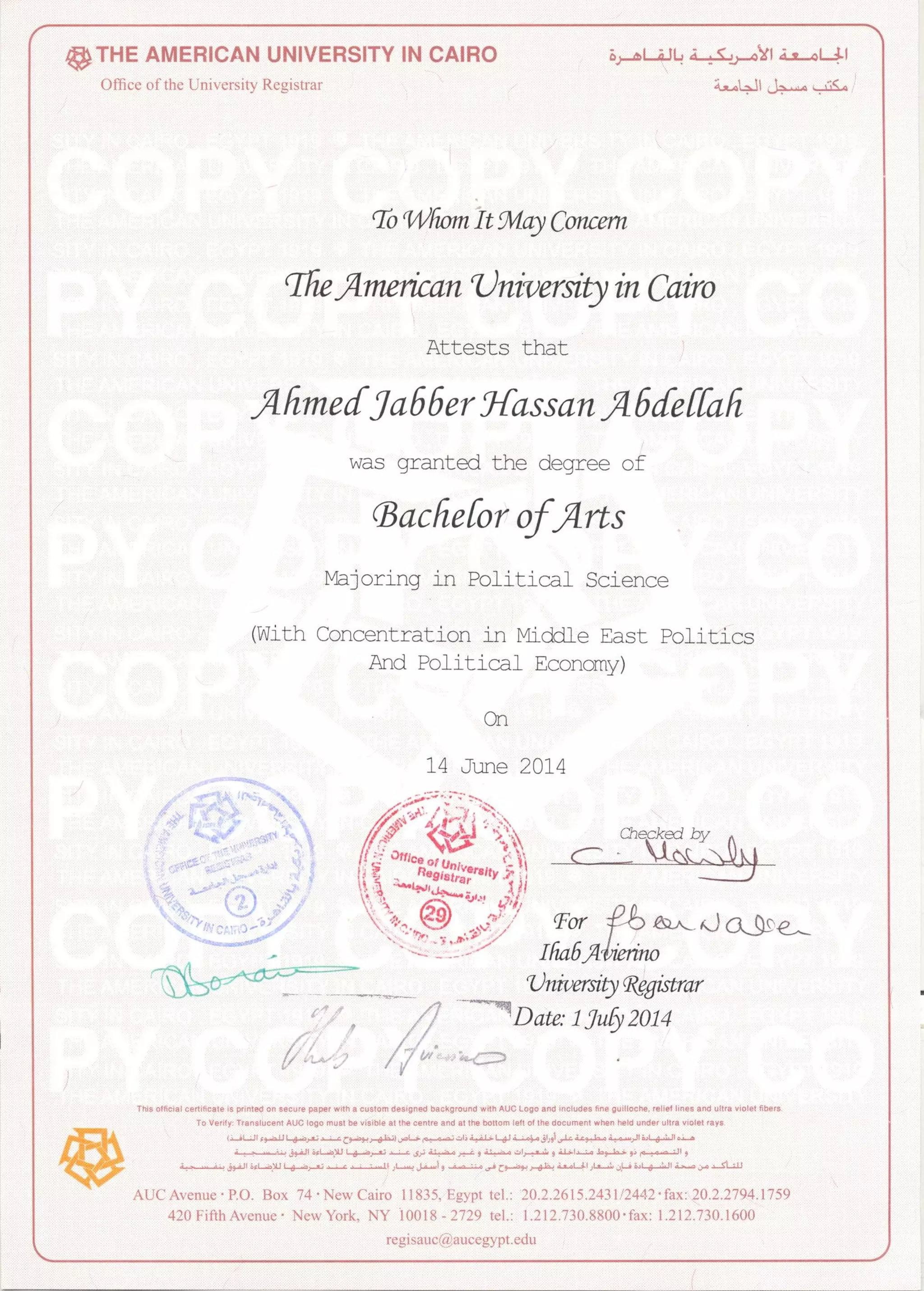 Ahmed Jabber_graduation certificate | PDF