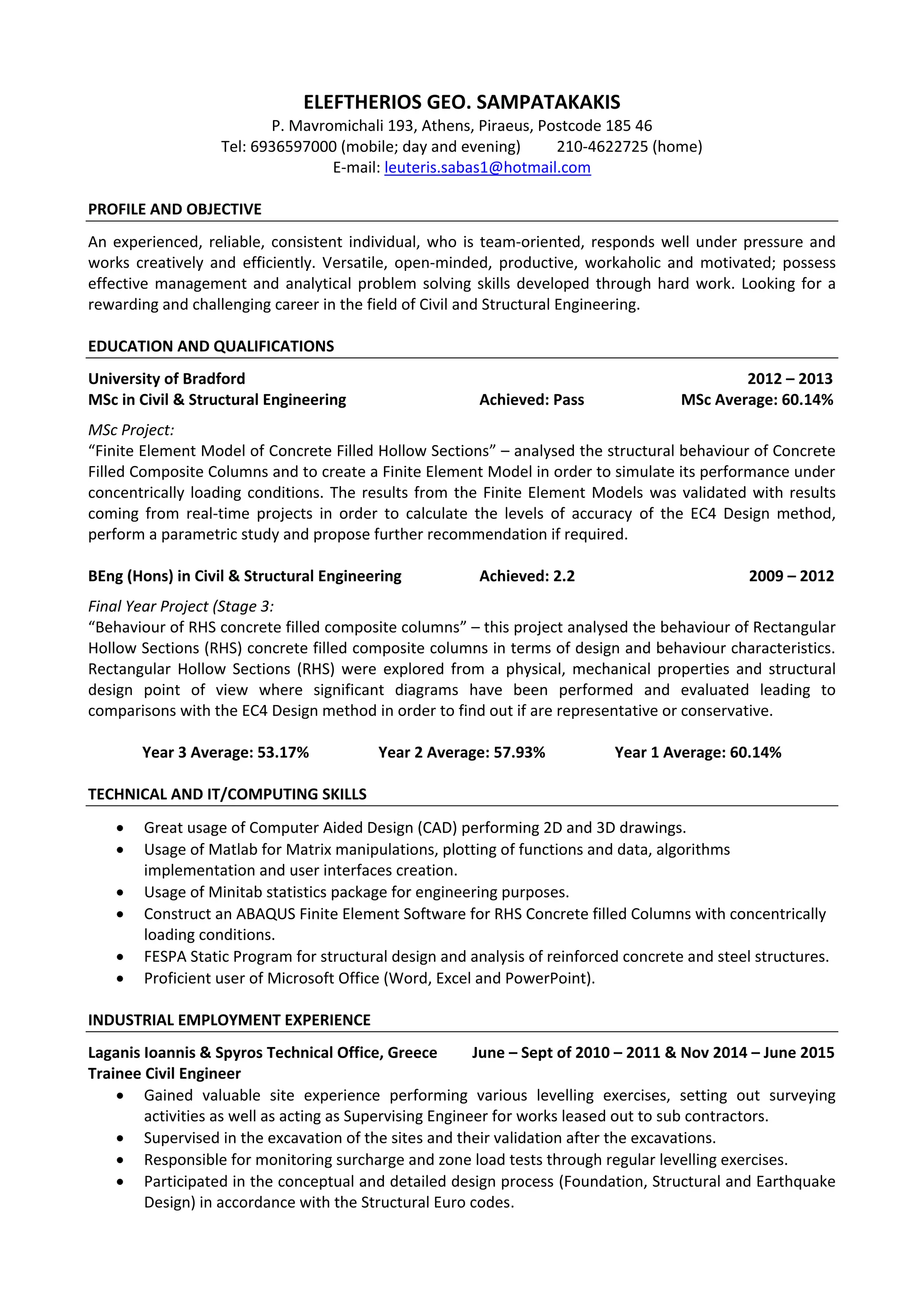 CV - Eleftherios Sampatakakis (2015)ok | PDF