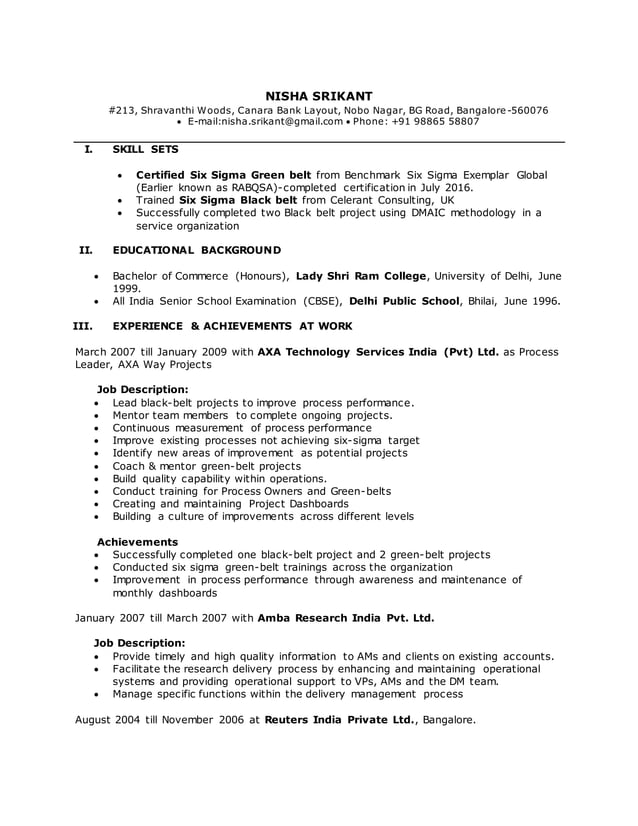 NISHA SRIKANT_CV | PDF