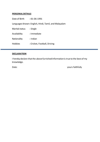 FIROS B.R BIO-DATA | DOCX