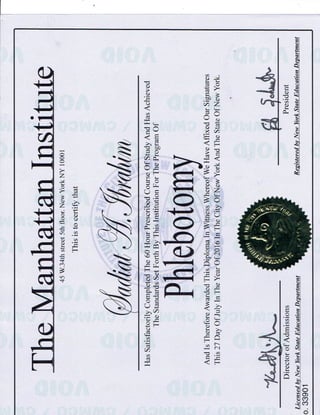 PHLEBOTOMY CERTIFICATE | PDF