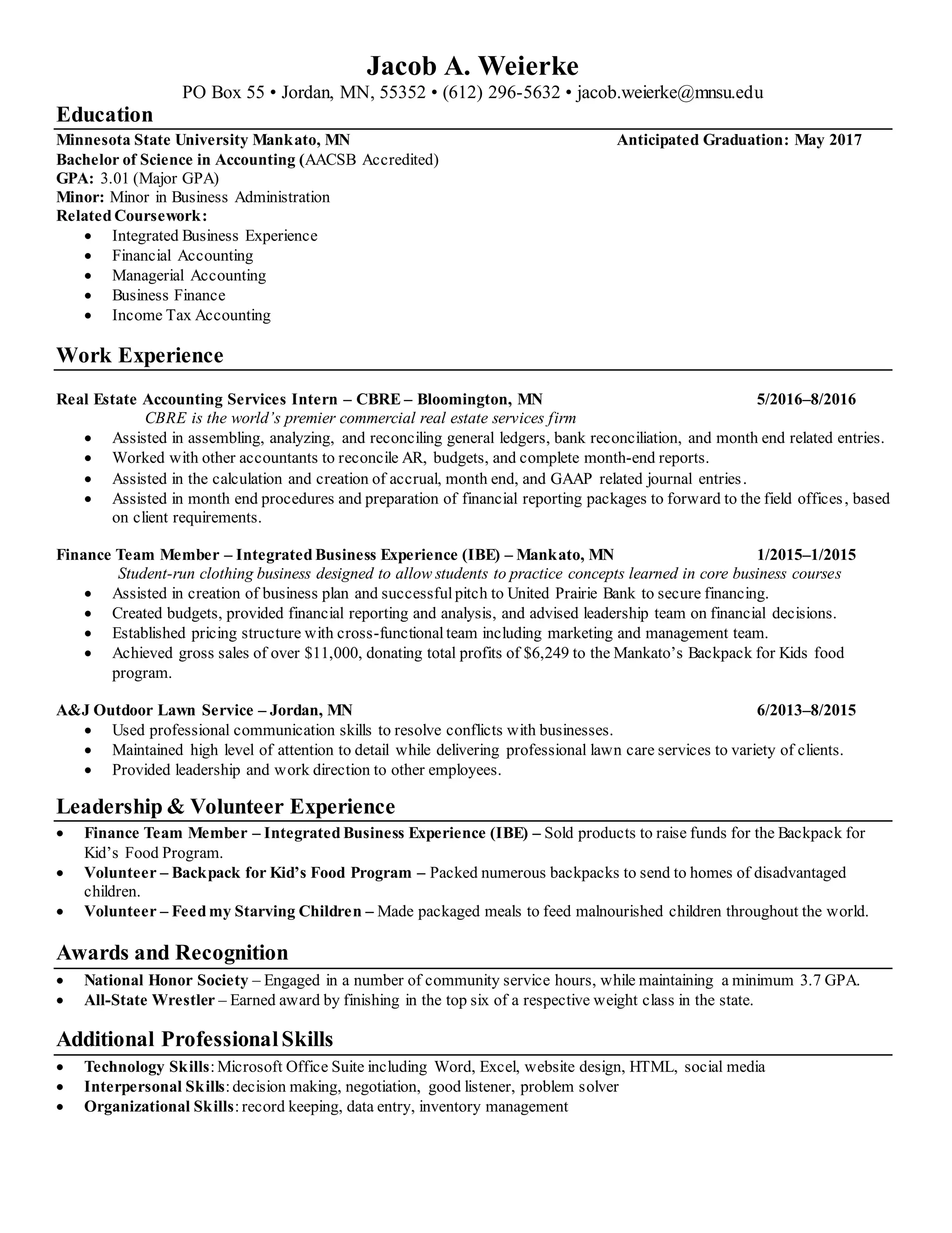 Jake Resume | DOCX | Business | Business and Finance