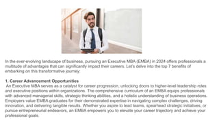 7 Benefits of Pursuing an Executive MBA in 2024.pptx | Professional School | Postgraduate Education