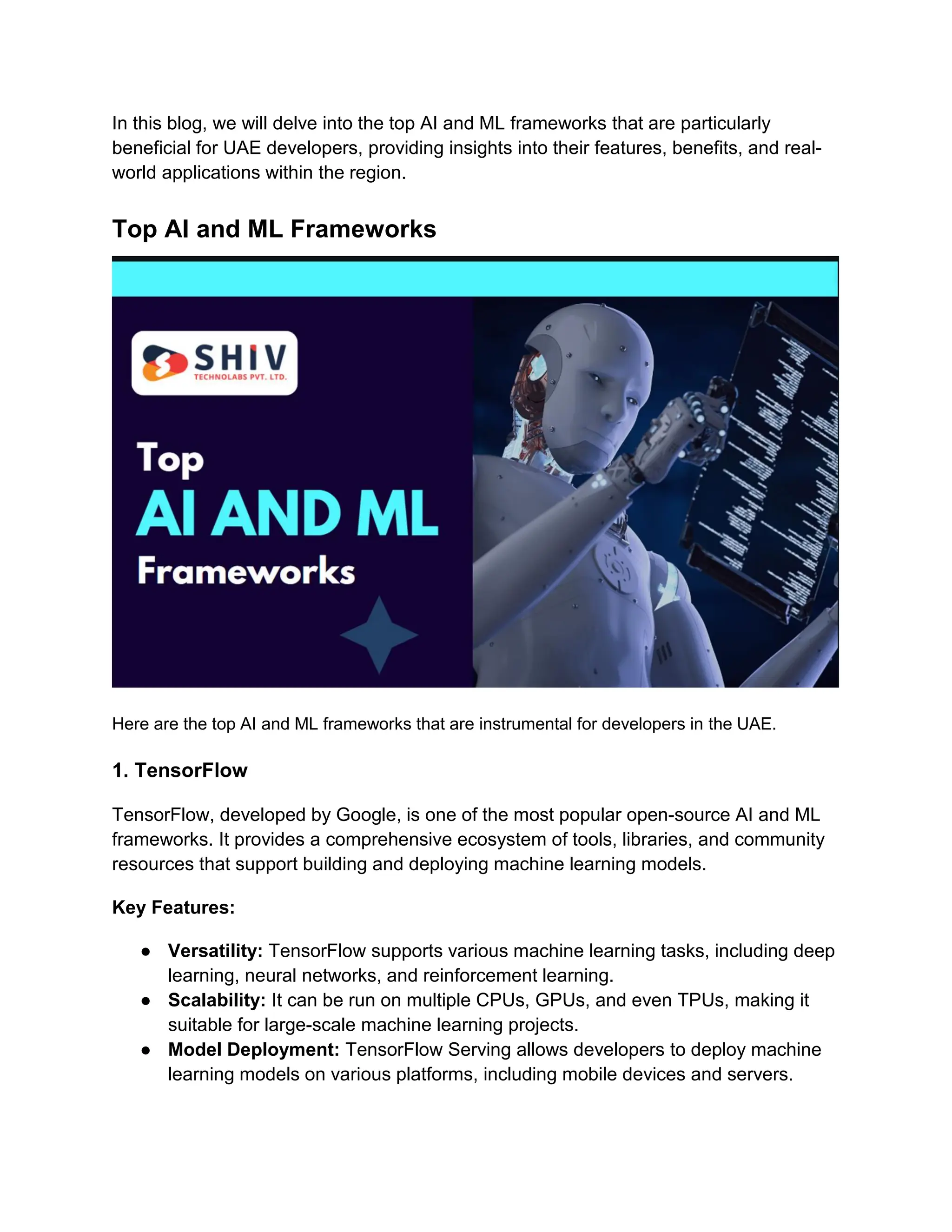 Leading AI and ML Frameworks for UAE Developers | PDF