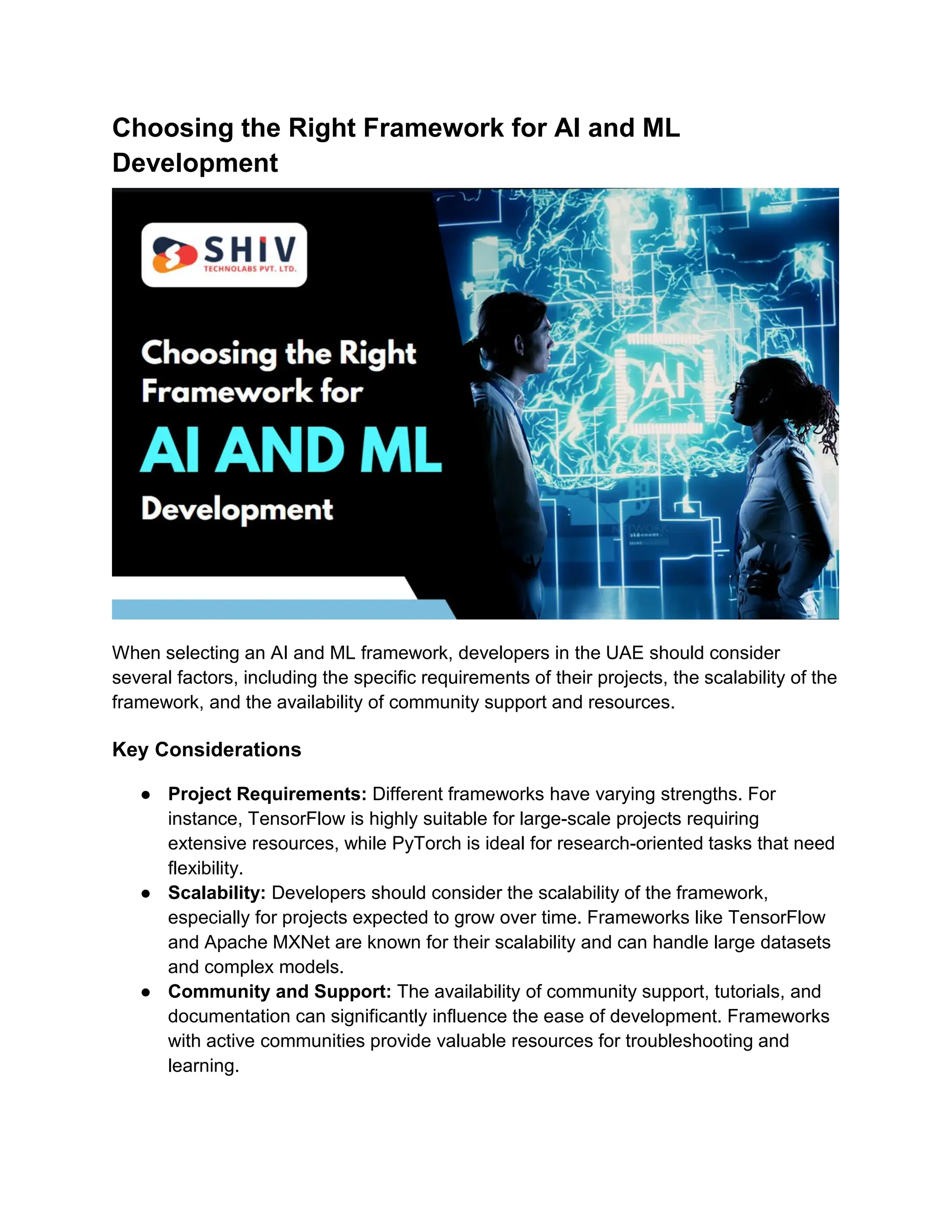 Leading AI and ML Frameworks for UAE Developers | PDF
