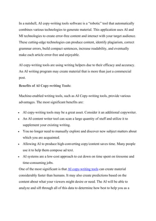 7 Best AI Copy-writing Tools in 2022 | PDF