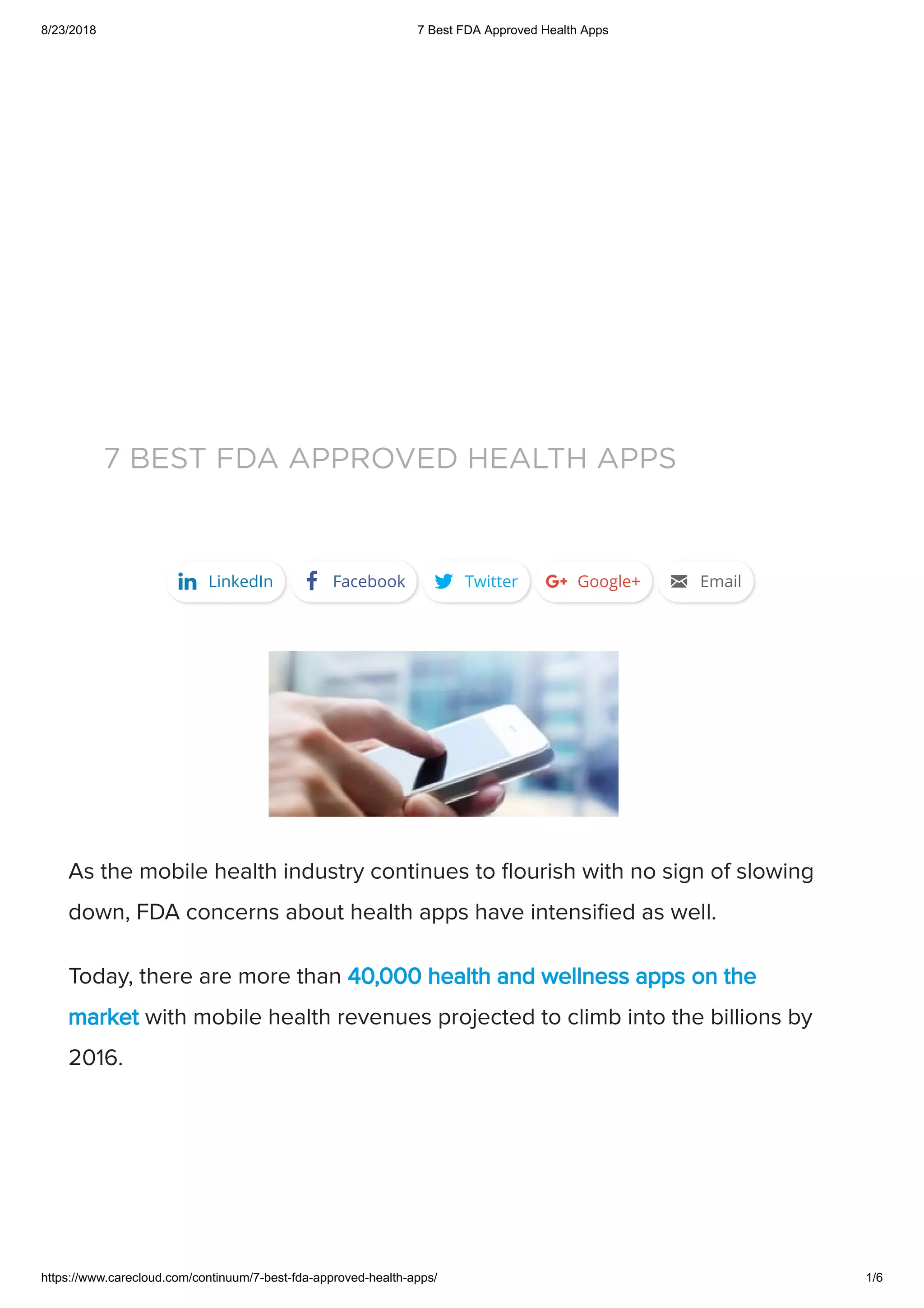 7 BEST FDA APPROVED HEALTH APPS | PDF