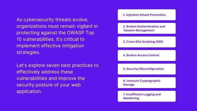 7 Best Practices for Mitigating the OWASP TOP 10 Vulnerabilities pdf | PDF