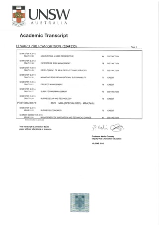 UNSW Academic Transcript | PDF