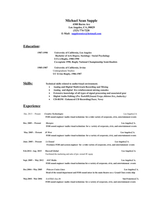 MSUPPLE RESUME2016theone | DOC | Digital Audio | Computer Software and ...