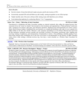 Resume Dale Adams - Sales Professional | DOCX
