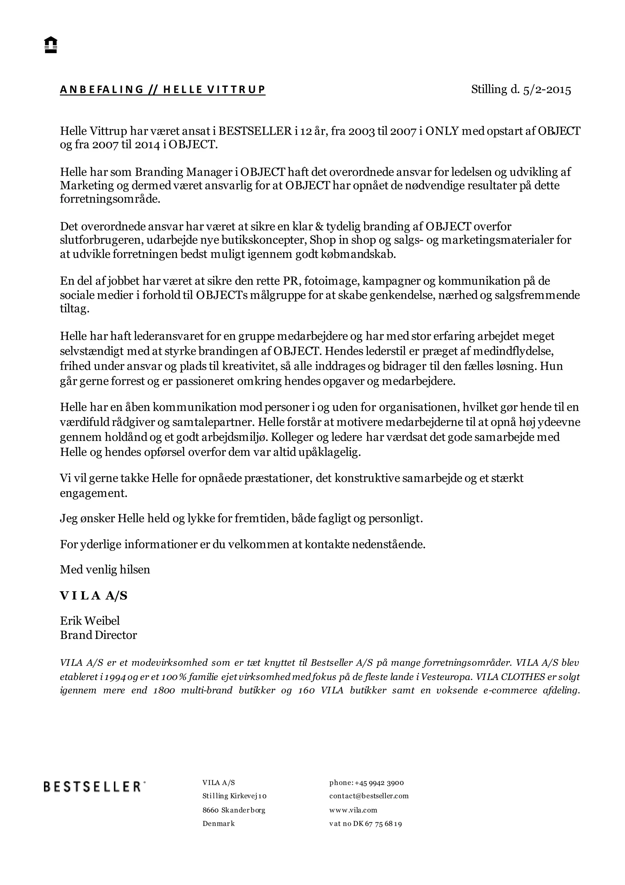 Helle Vittrup anbefaling | DOCX