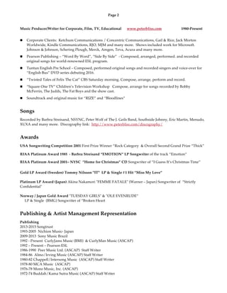 Peter Bliss Resume 10.12.15 | World/International Music | Music