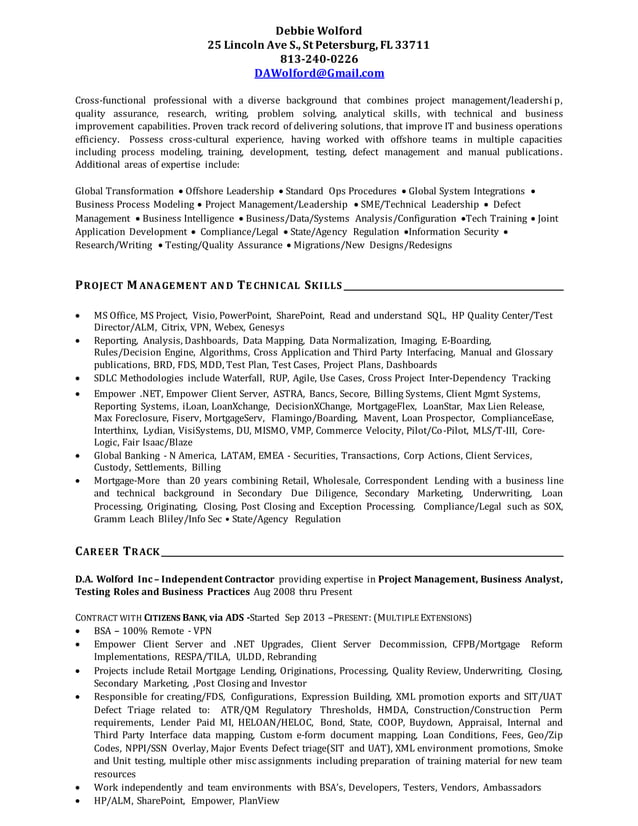 Debbie Wolford Resume 2014 | PDF