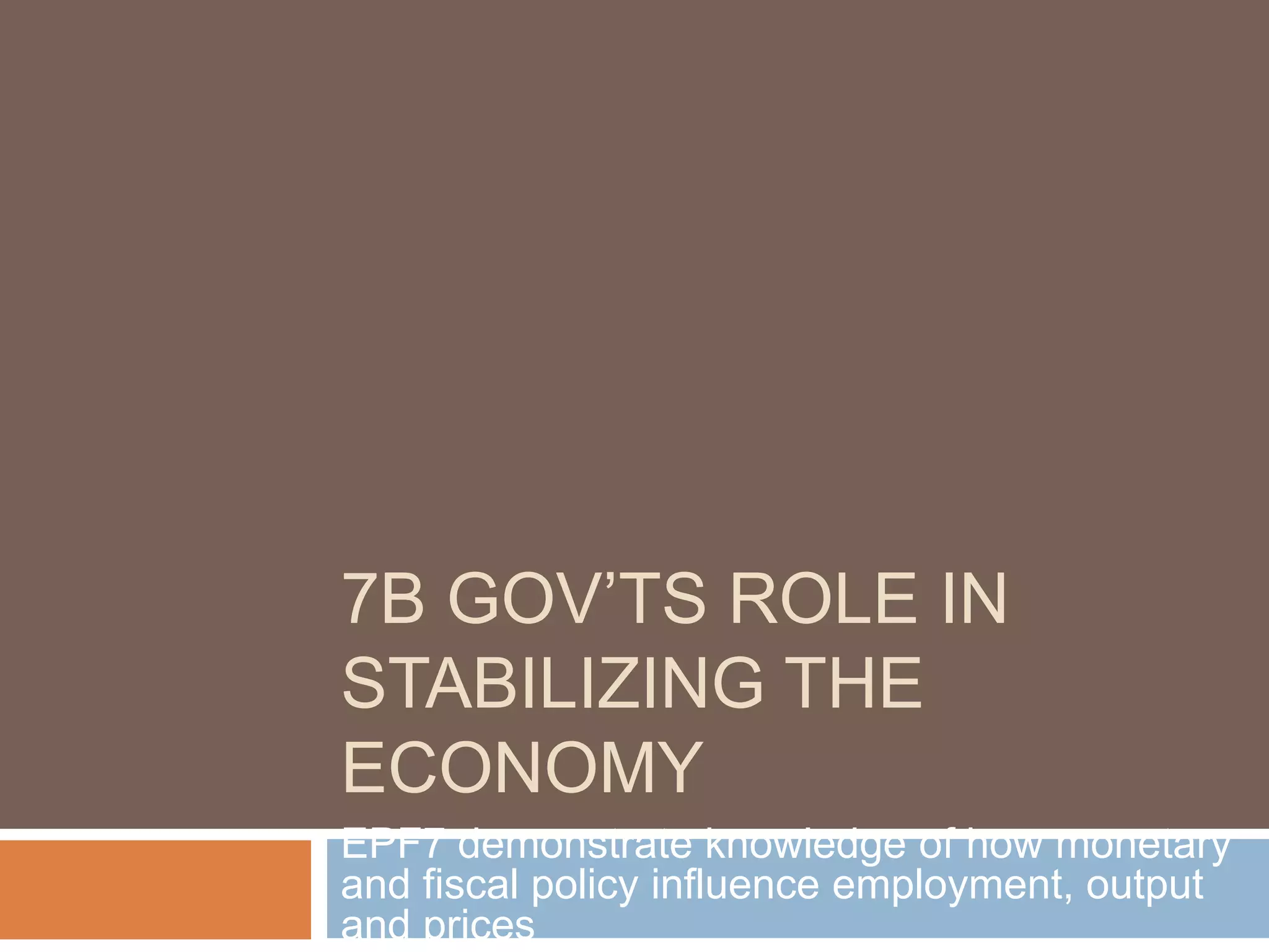 7b govts role in stabilizing the economy | PPTX