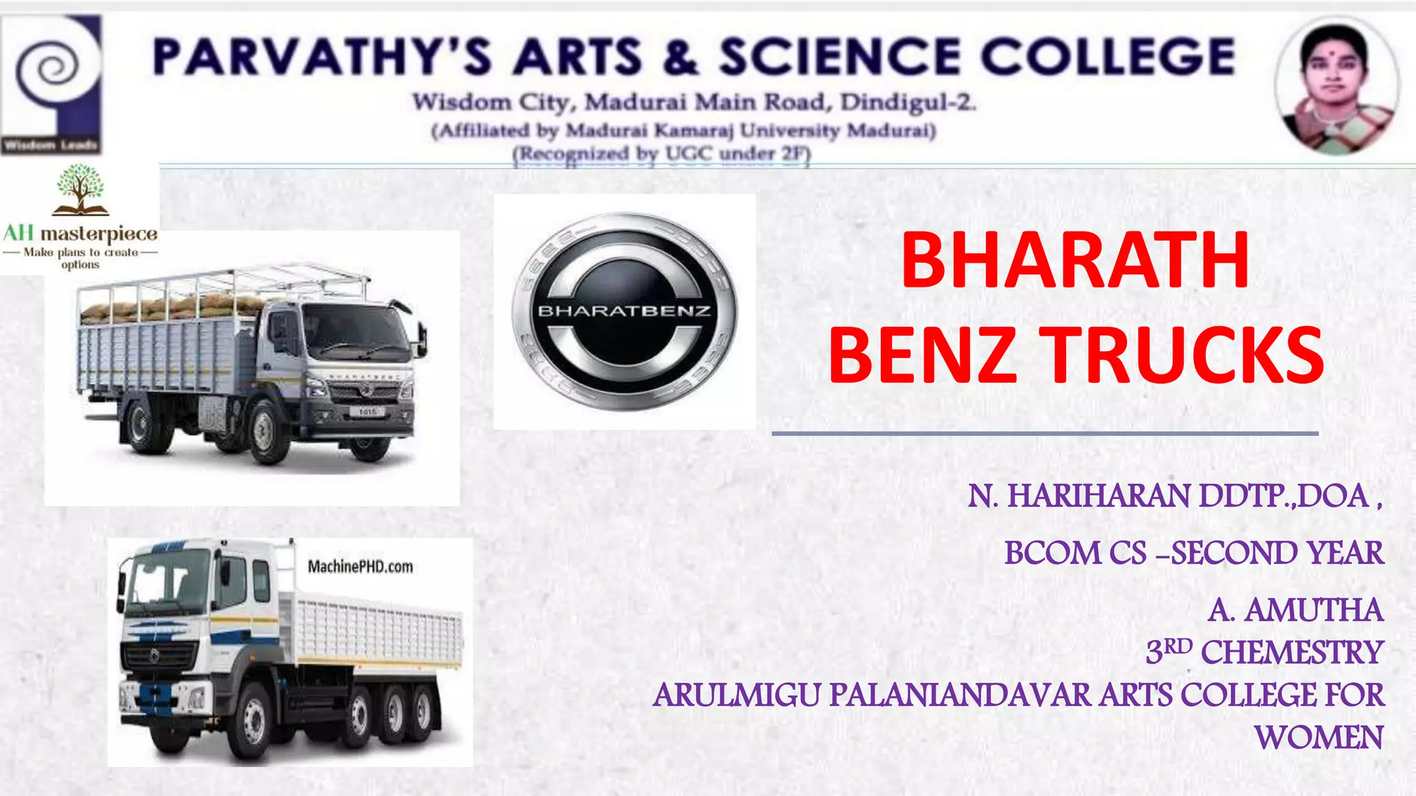 (7) bharath benz trucks ppt ah authors | PPTX