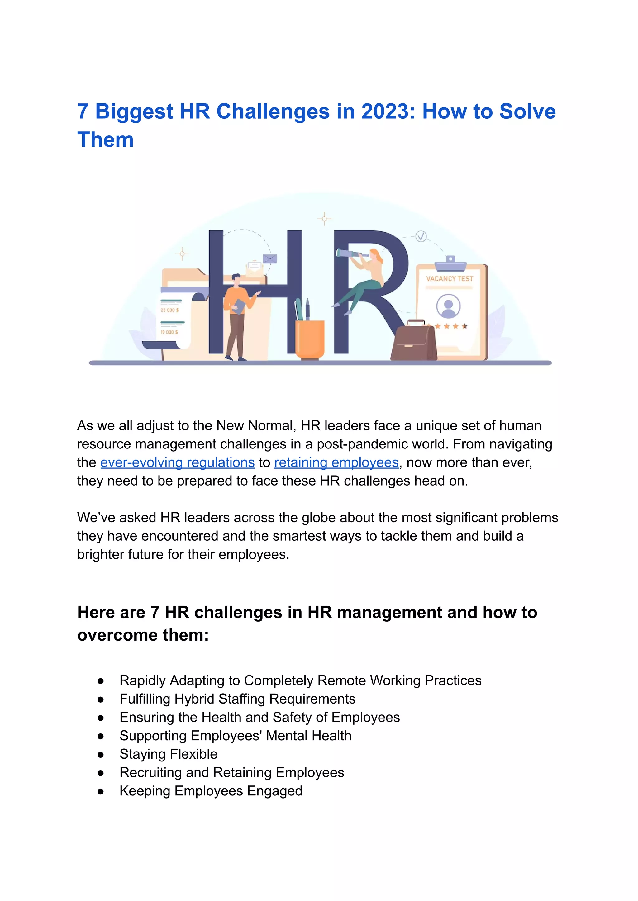 7 Biggest HR Challenges in 2023. How to Solve Them | PDF | Infectious ...
