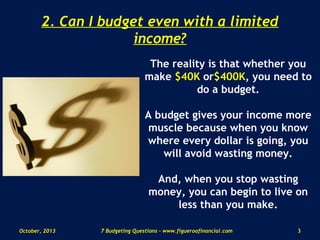 7 Budgeting Questions | PPT | Personal Finance