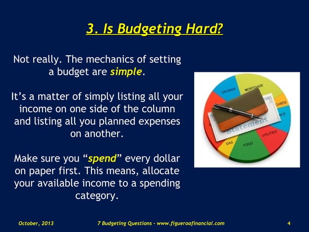 7 Budgeting Questions | PPT | Personal Finance