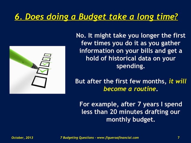 7 Budgeting Questions | PPT | Personal Finance