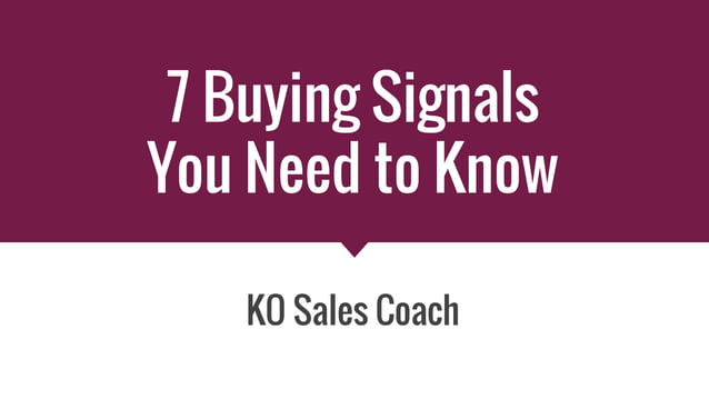 7 Buying Signals You Need to Know | PDF