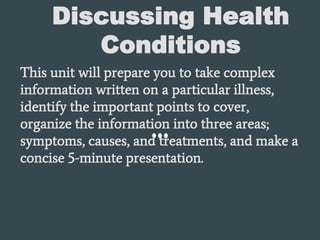 7c. Discussing Health Conditions - Presentation | PPTX