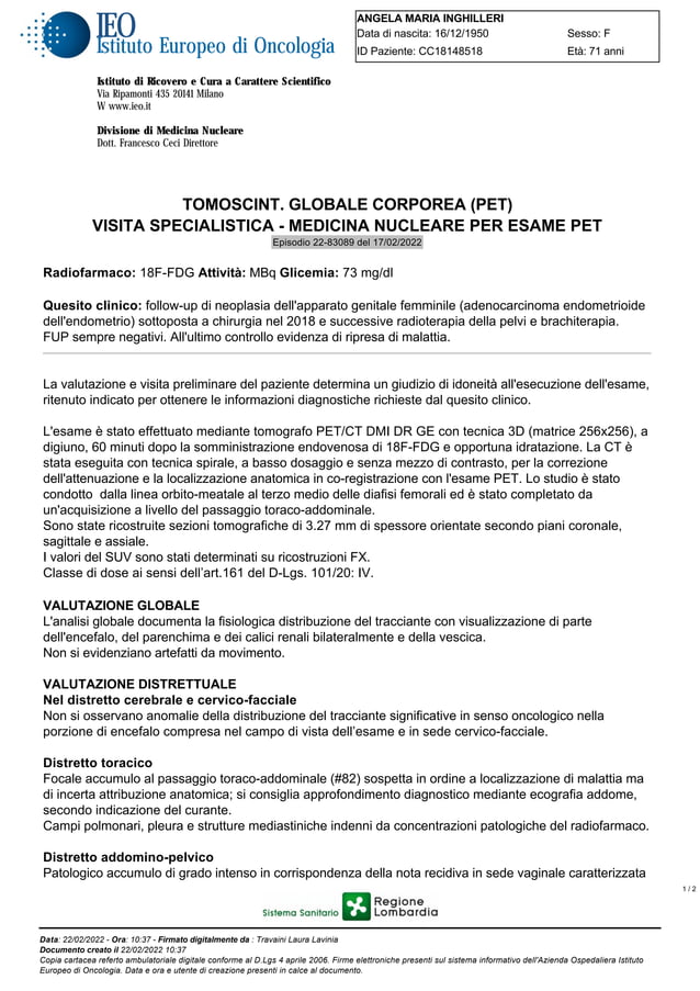 7c - referto PET 17-02-2022.pdf | Cancer | Diseases and Conditions