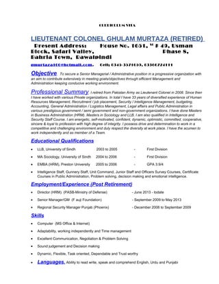 CURRICULUM VITA-GHULAM MURTAZA-1 | PDF