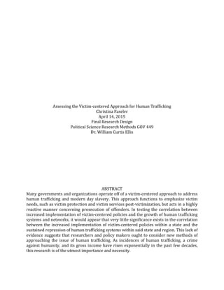 Assessing the Victim-centered Approach to Human Trafficking | PDF ...