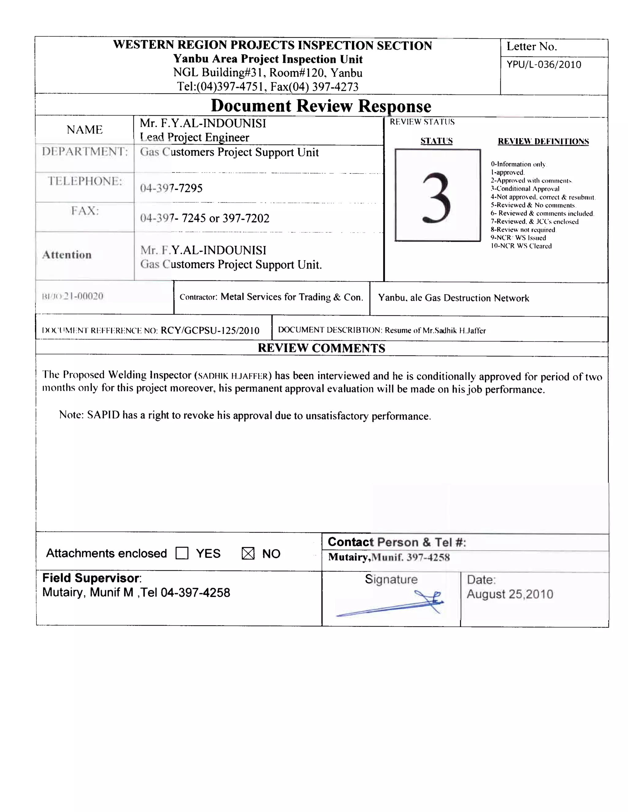 welding Inspector-Yanbu Approval | PDF