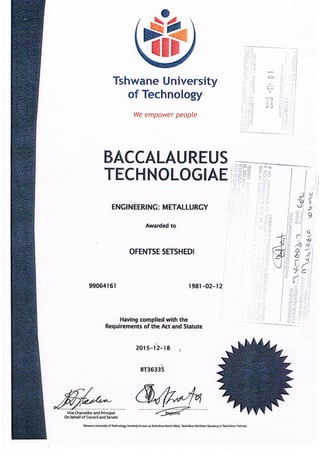 B.Tech Certificate - Certified | PDF