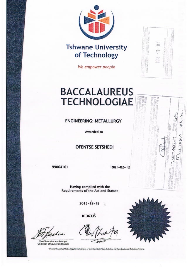 B.Tech Certificate - Certified | PDF