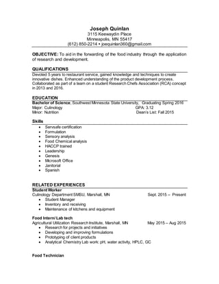 Joseph Quinlan resume | DOCX