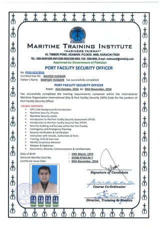 ISPS Certificate of PFSO | PDF