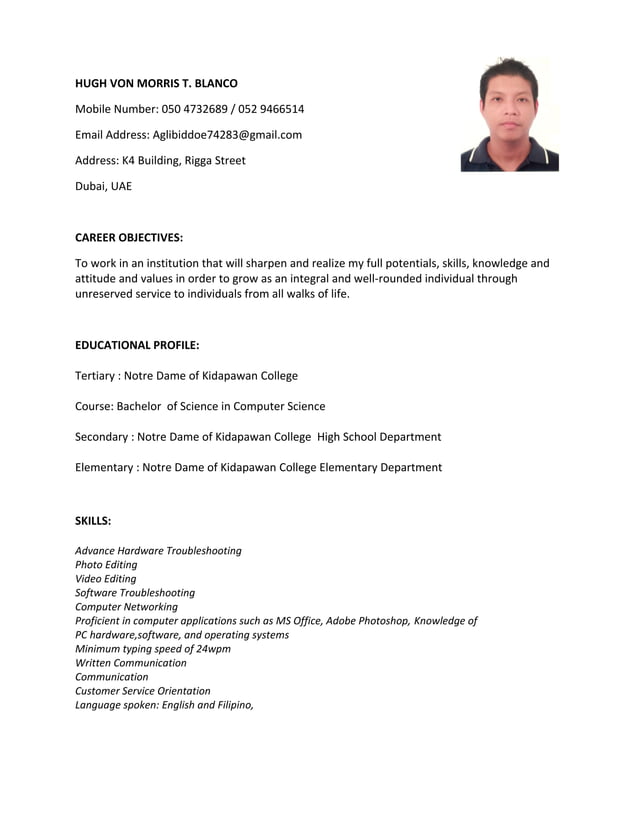 HUGH VON MORRIS BLANCO CV | DOC | Business | Business and Finance