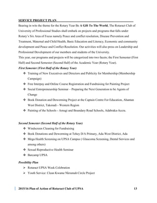 ROTARACT UPSA PLAN OF ACTION | PDF